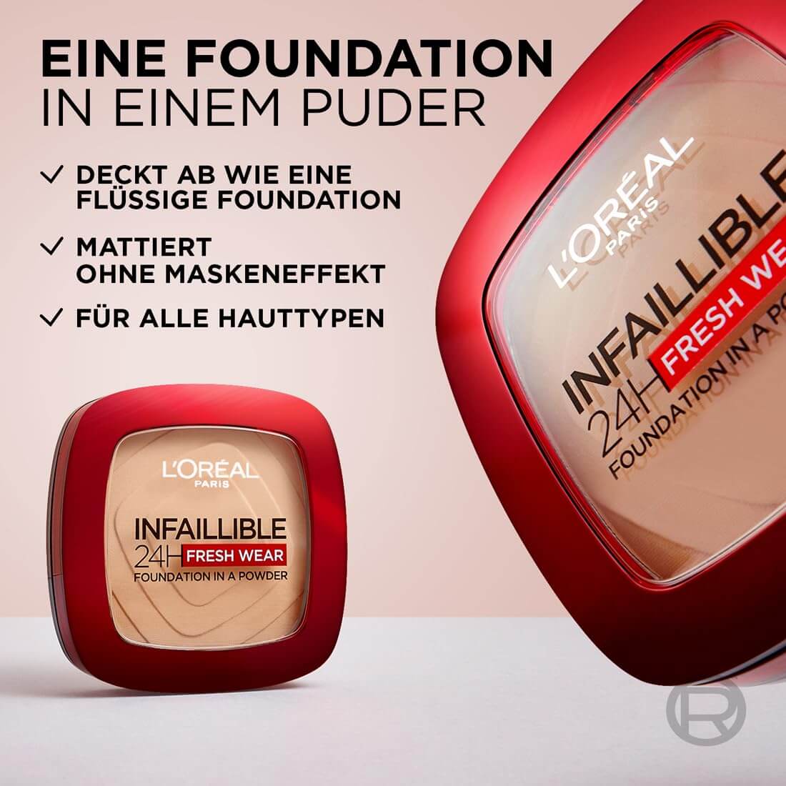 L'Oréal Paris Wasserfestes Puder Make-up mit Hoher Deckkraft