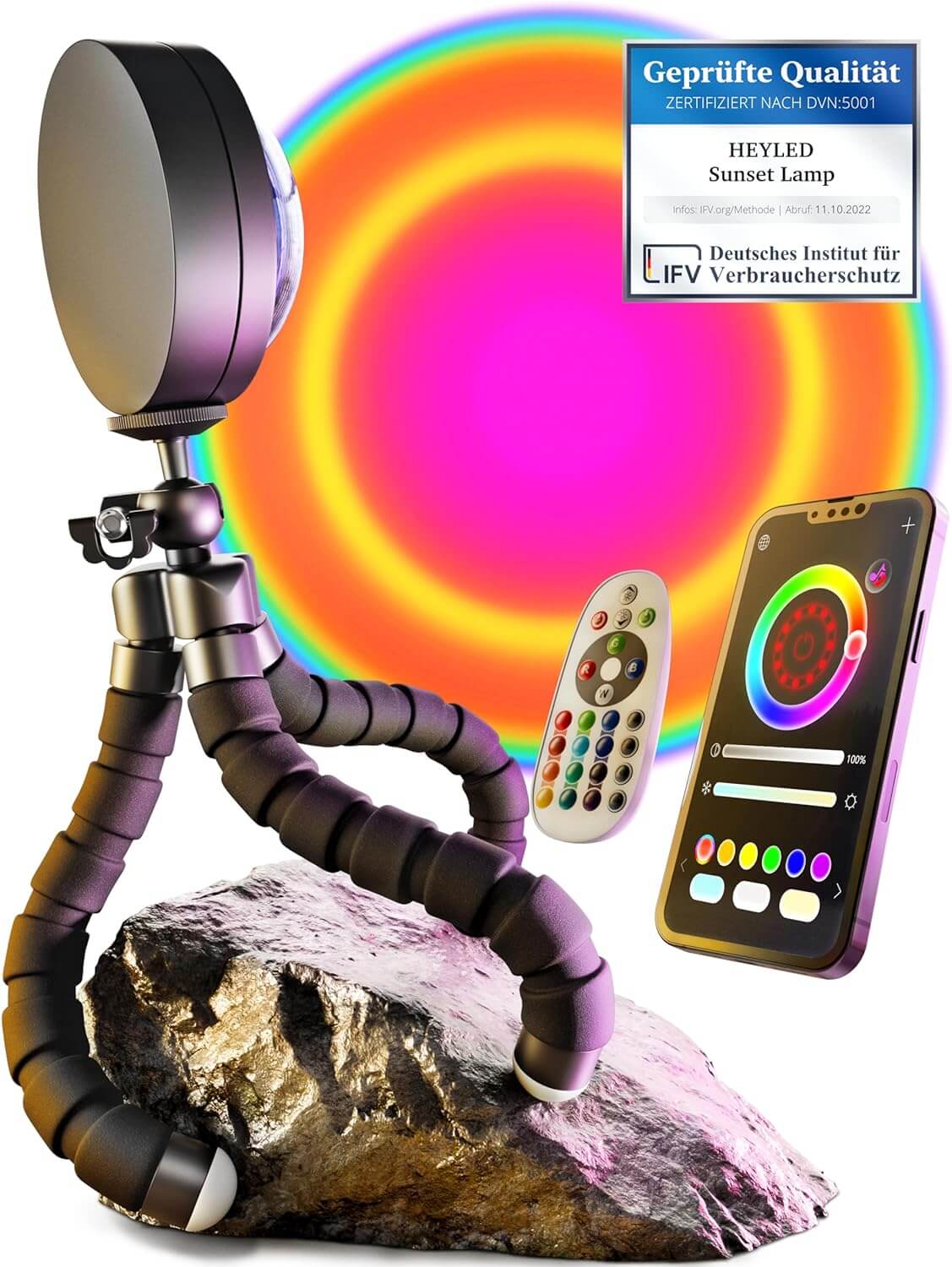 HEYLED® Tripod Sunset Lampe mit App und Fernbedienung